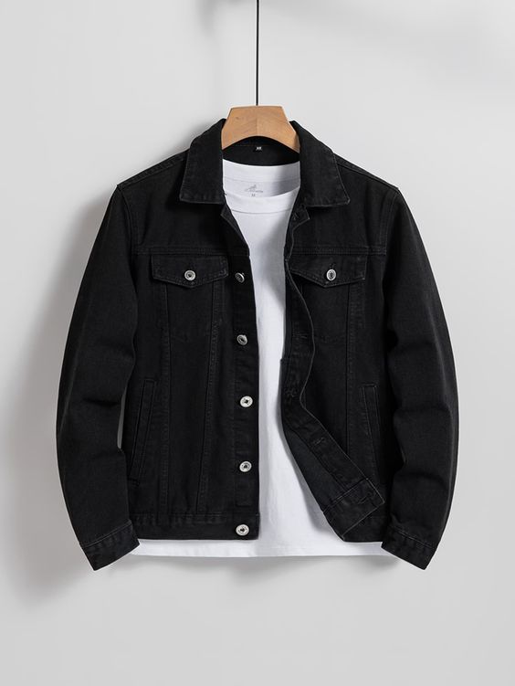 Jet Black denim jacket unisex – Tabani Outlet
